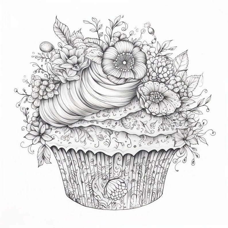 Cupcake Mandala Colouring Pages, Relaxation, Mindfulness, Colouring for ...