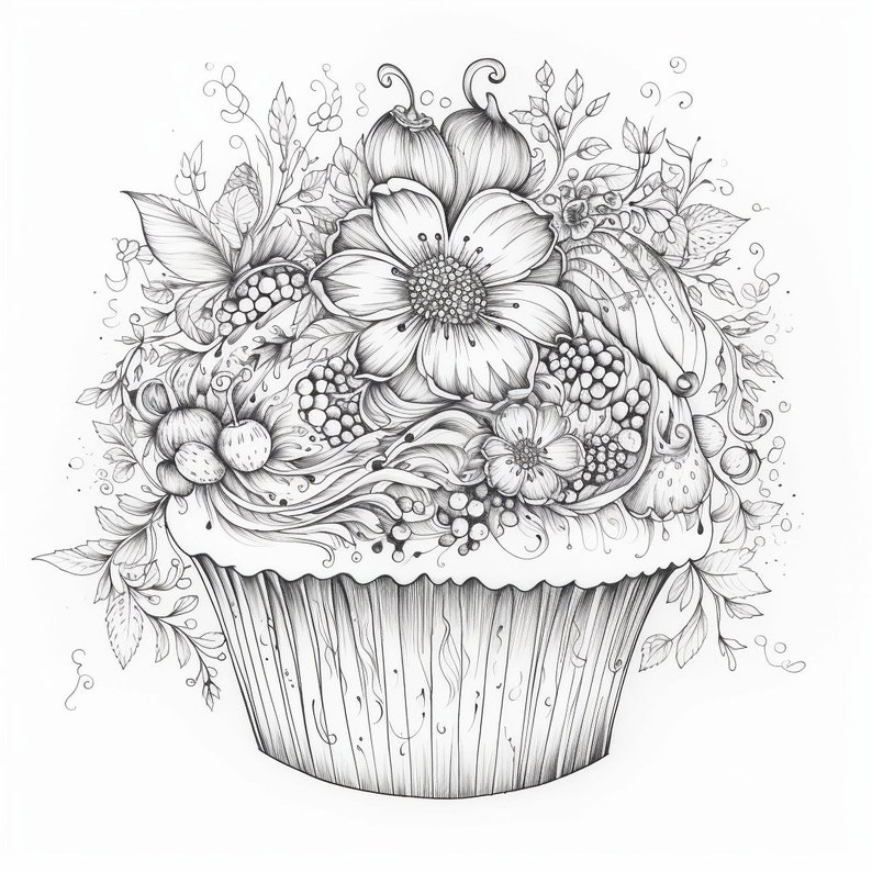 Cupcake Mandala Colouring Pages, Relaxation, Mindfulness, Colouring for ...
