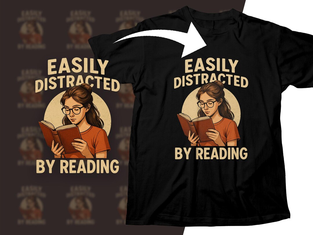 Easily Distracted by Reading Digital Art, Book Lover Digital Print ...