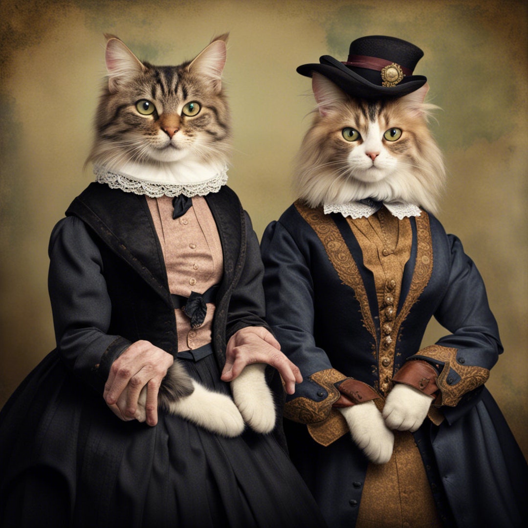 Victorian Elegance: Digital Downloads of Adorable Cats and Dogs in ...
