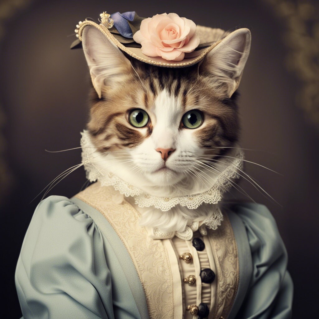 Victorian Elegance: Digital Downloads of Adorable Cats and Dogs in ...