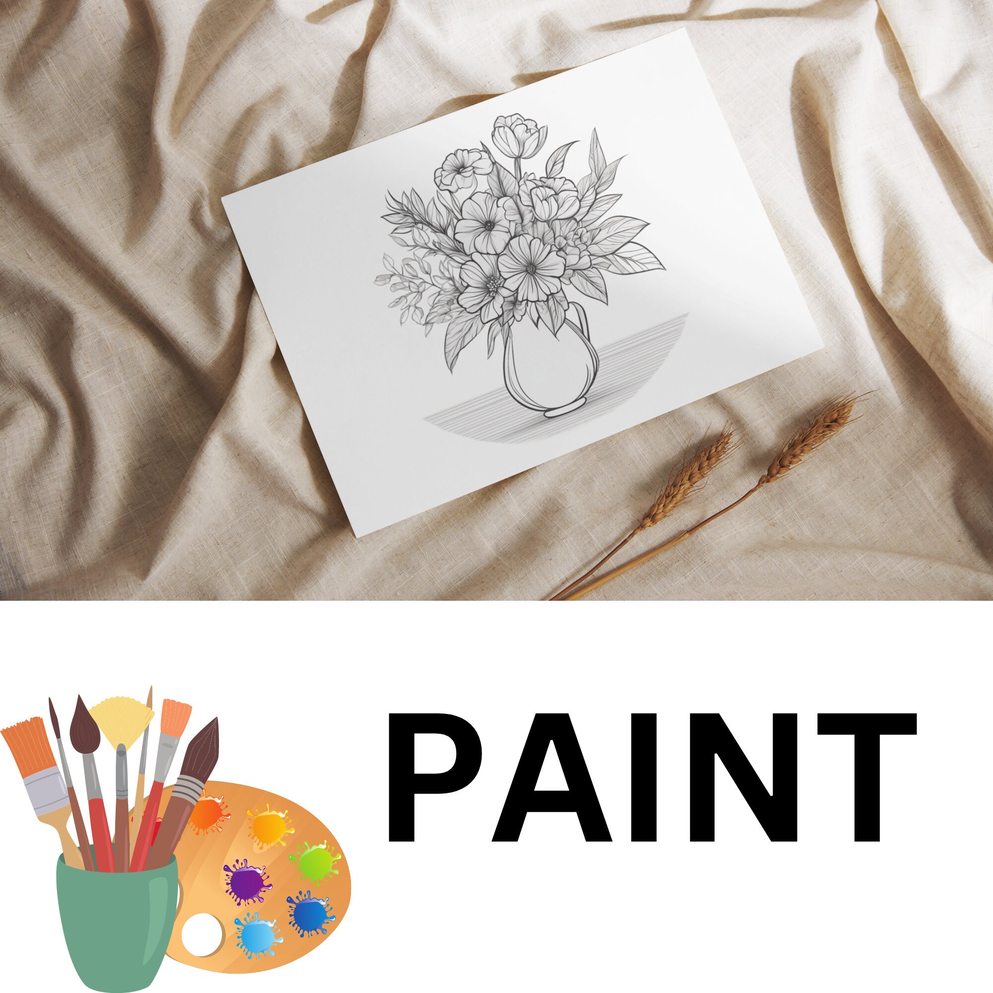 Flower Bouquet Colouring Page ONE DESIGN ONLY - Etsy