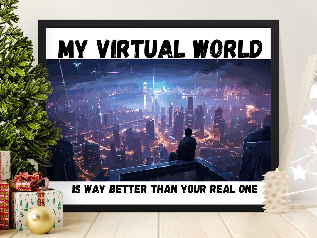 Virtual World Wall Art, Video Game Wall Art, Video Game Poster, Digital ...