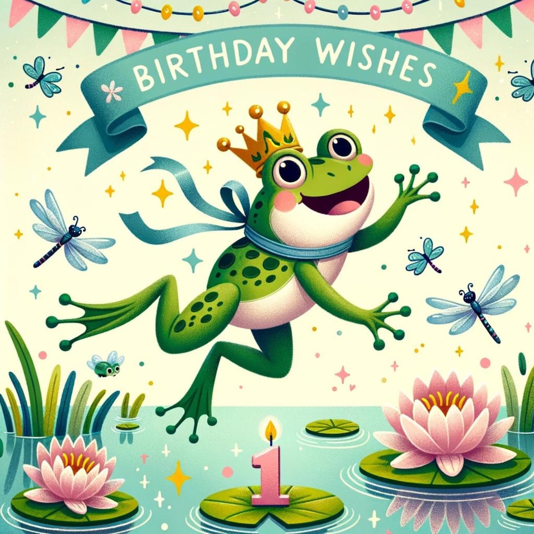 Frog Prince Birthday Wishes Digital Art, Kids Room Printable Decor ...