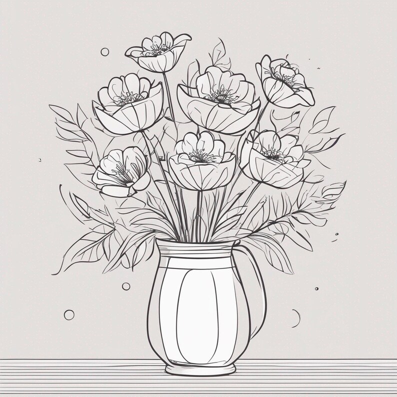 Flower Bouquet Colouring Page ONE DESIGN ONLY - Etsy