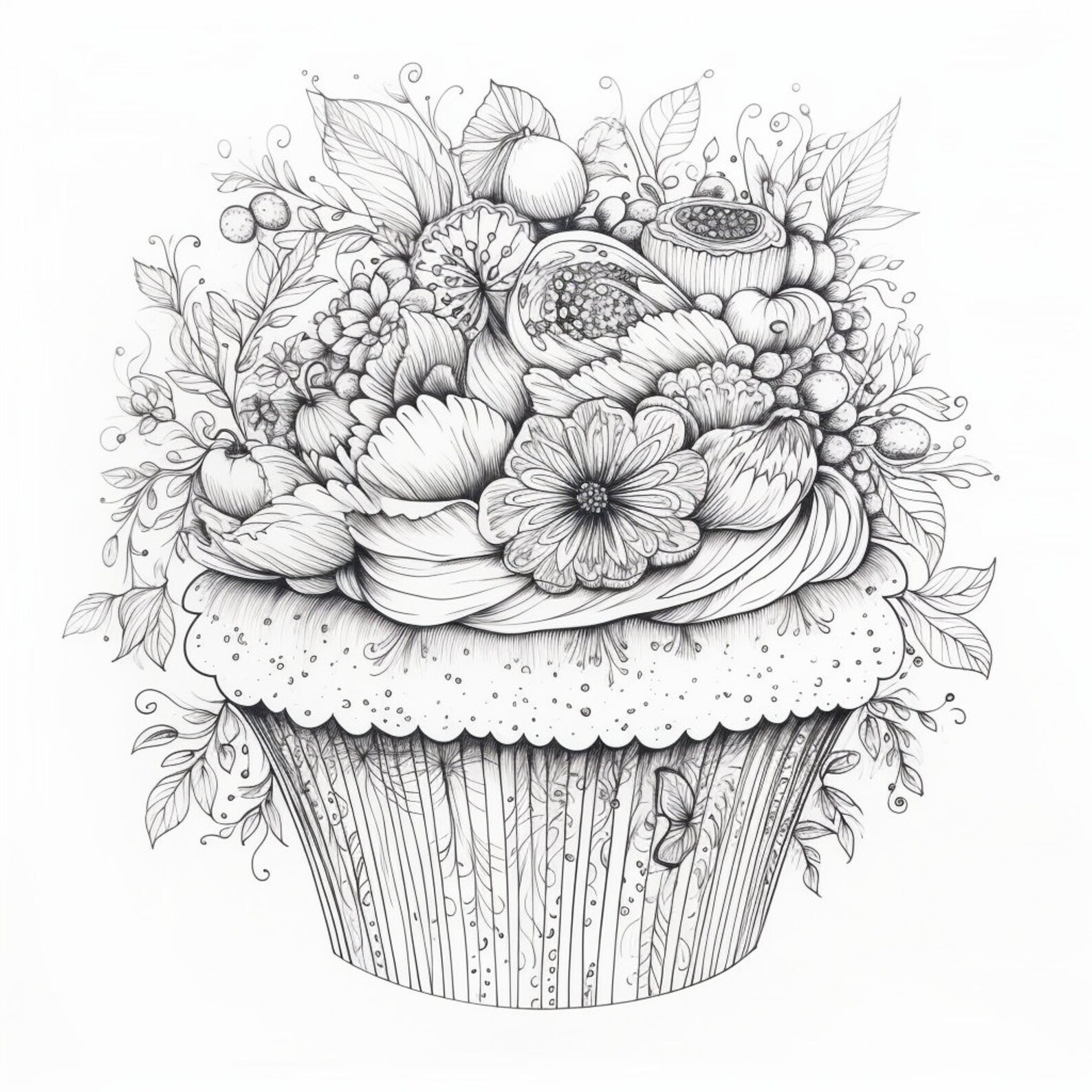 Cupcake Mandala Colouring Pages, Relaxation, Mindfulness, Colouring for ...