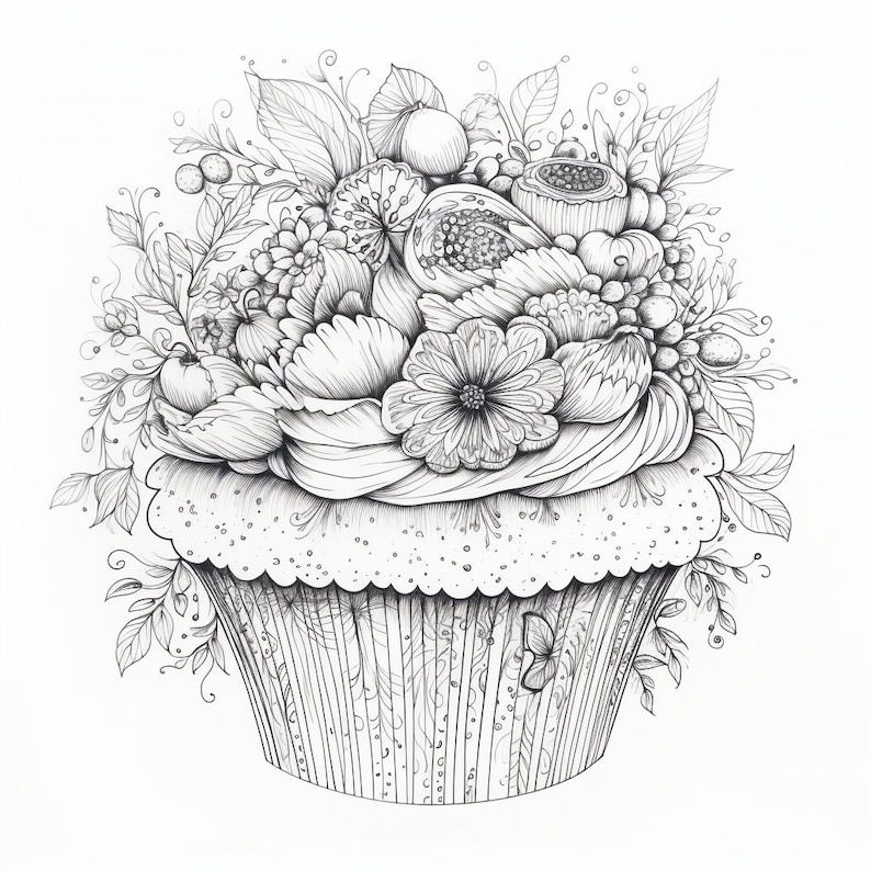 Cupcake Mandala Colouring Pages, Relaxation, Mindfulness, Colouring for ...