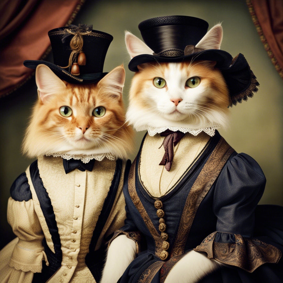 Victorian Elegance: Digital Downloads of Adorable Cats and Dogs in ...