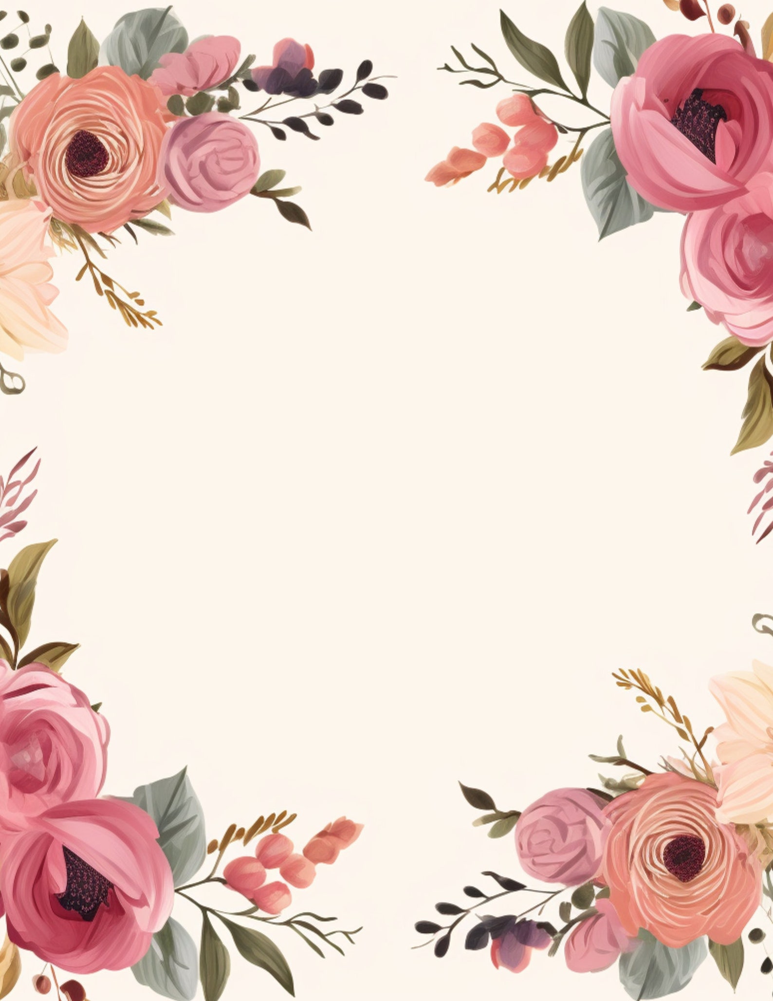 Printable Floral Borders and Other Floral Images Set of 50 This Set is ...