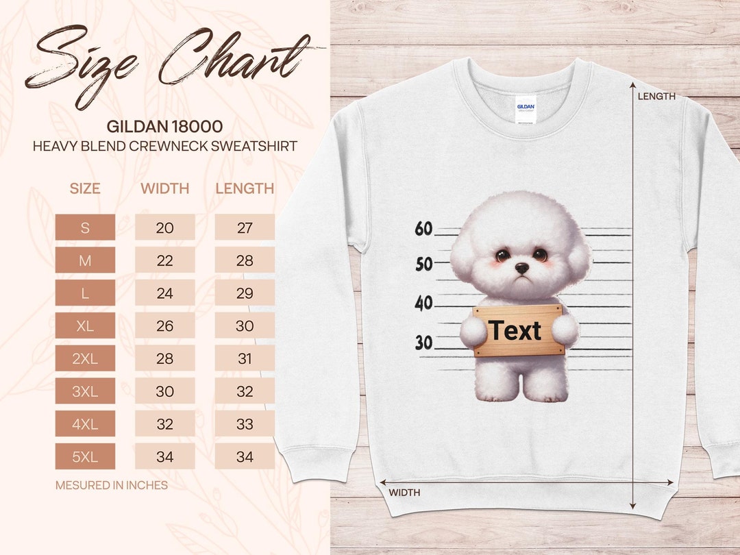 Cute Bichon Frise Mugshot Graphic Sweatshirt, Cozy Dog Lover Pullover ...