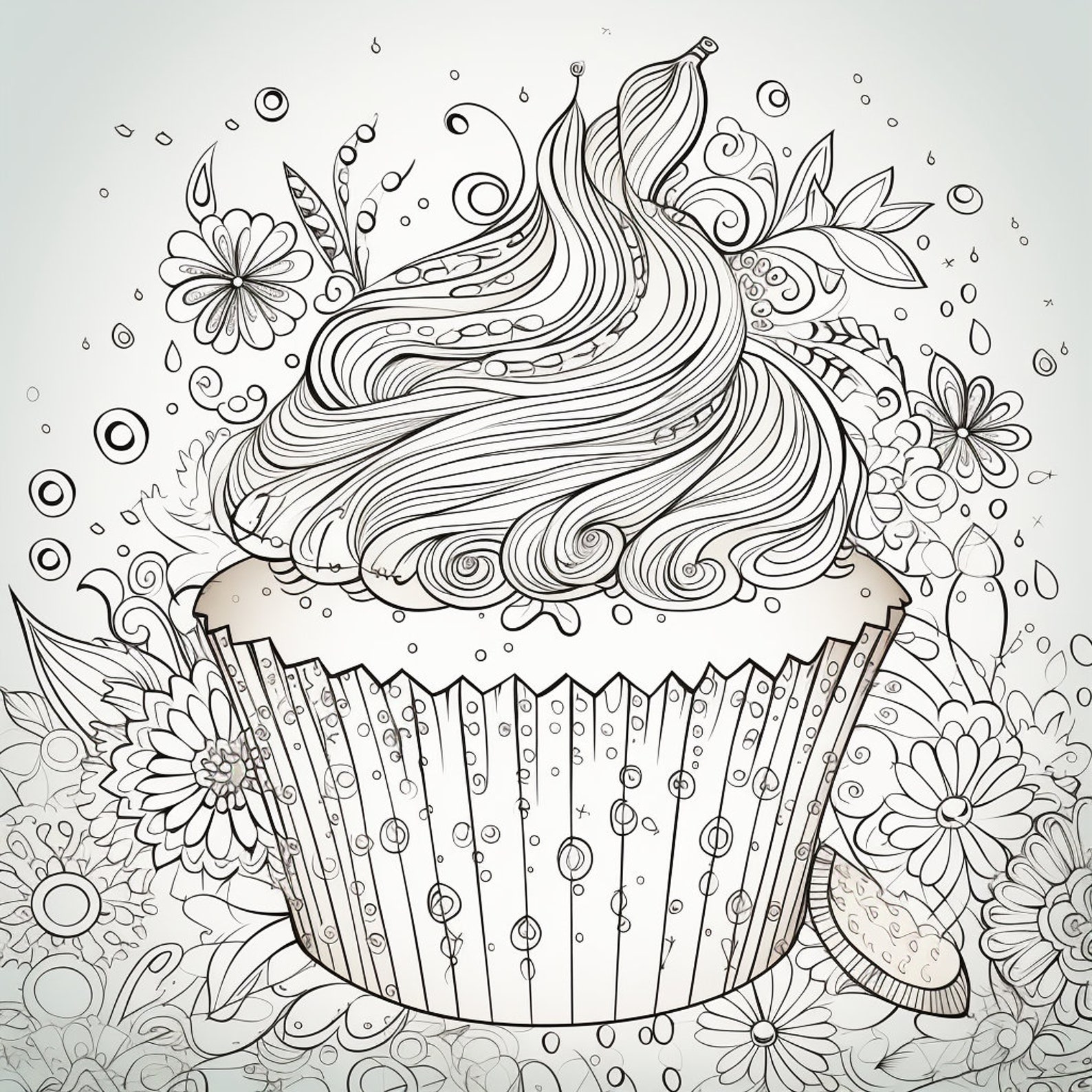 Cupcake Mandala Colouring Pages, Relaxation, Mindfulness, Colouring for ...