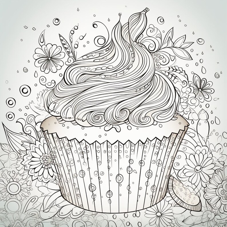 Cupcake Mandala Colouring Pages Relaxation Mindfulness - Etsy