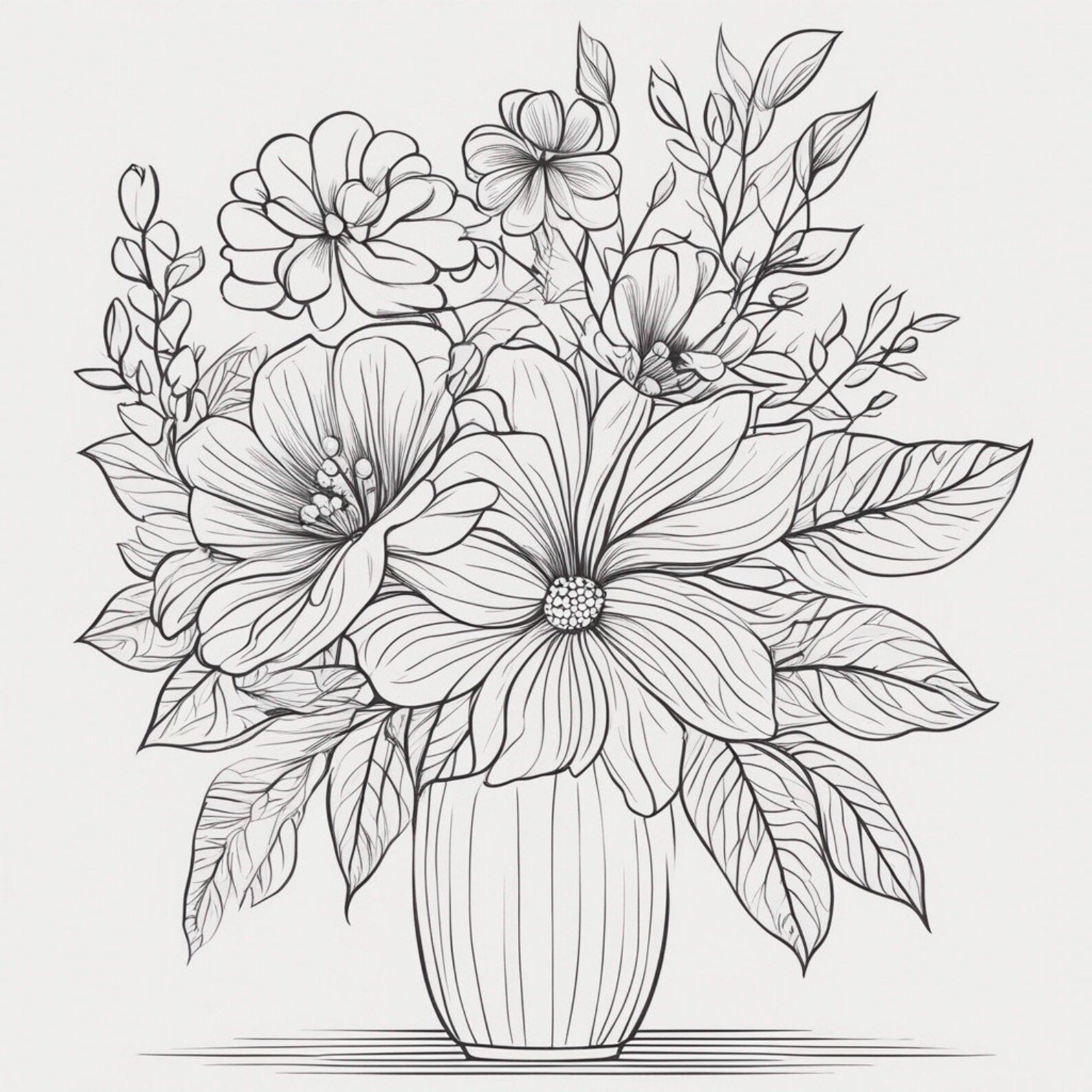 Flower Bouquet Colouring Page ONE DESIGN ONLY - Etsy