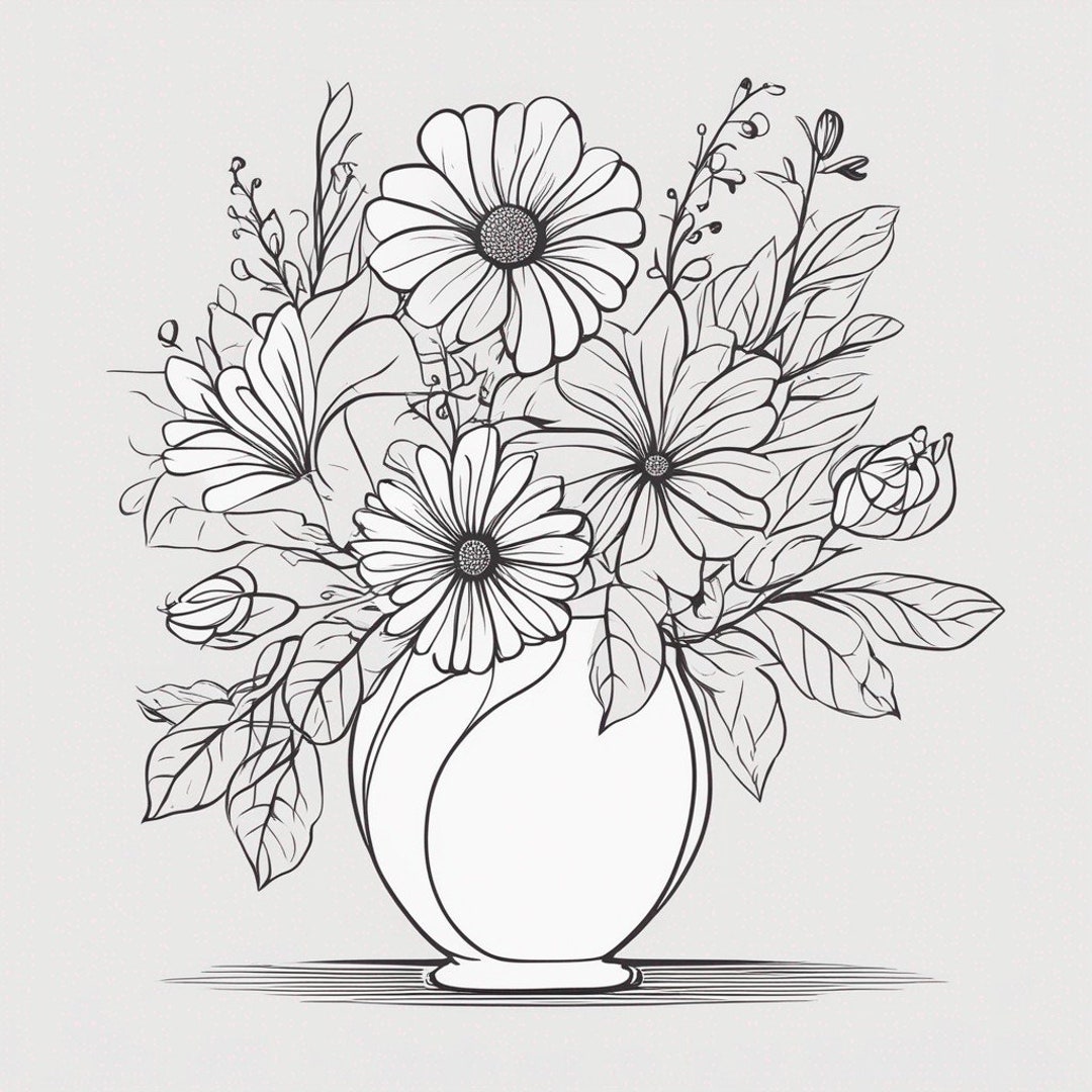 Flower Bouquet Colouring Page ONE DESIGN ONLY - Etsy