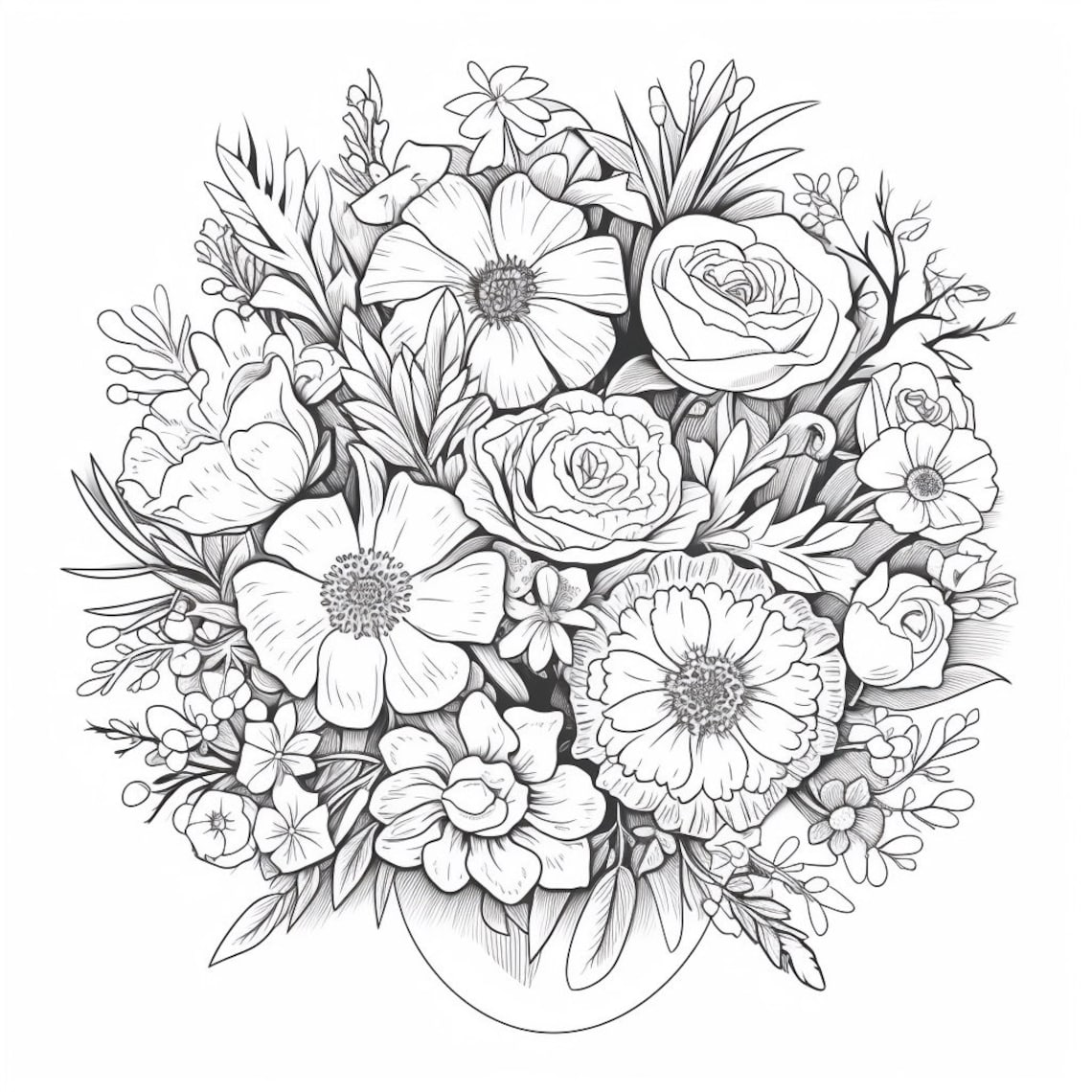55 Flower Bouquet Colouring Pages Extra Free Pages Included - Etsy