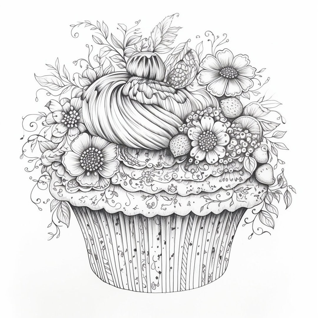 Cupcake Mandala Colouring Pages, Relaxation, Mindfulness, Colouring for ...