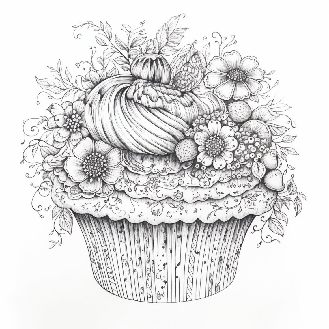 Cupcake Mandala Colouring Pages, Relaxation, Mindfulness, Colouring for ...