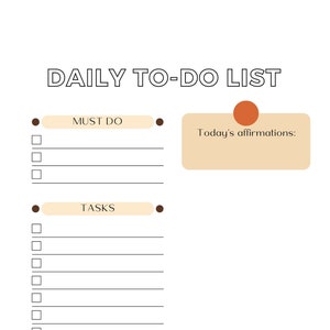 Printable Daily to Do List | Minimalist Boho Daily To-do PDF Planner ...