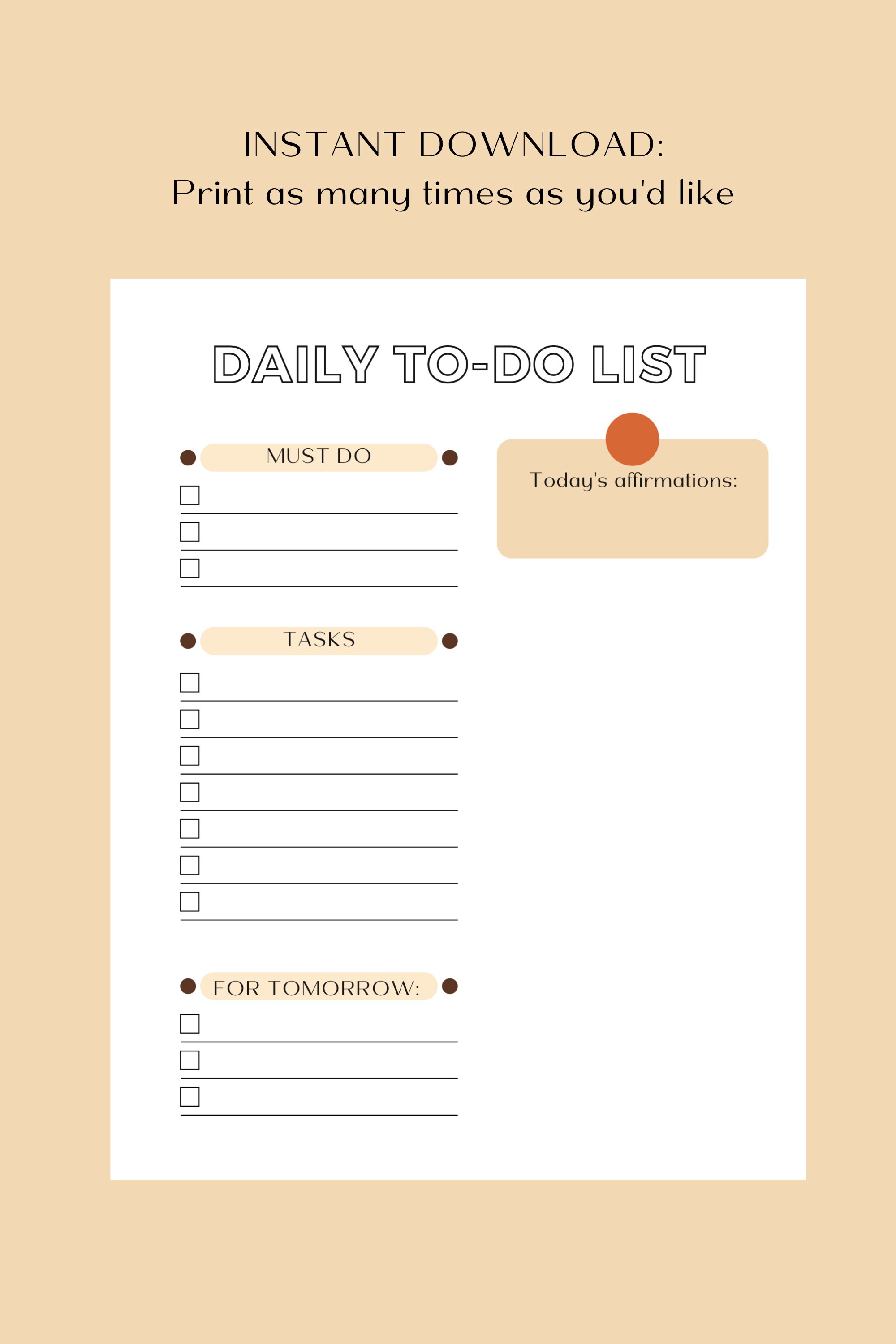 Printable Daily to Do List | Minimalist Boho Daily To-do PDF Planner ...