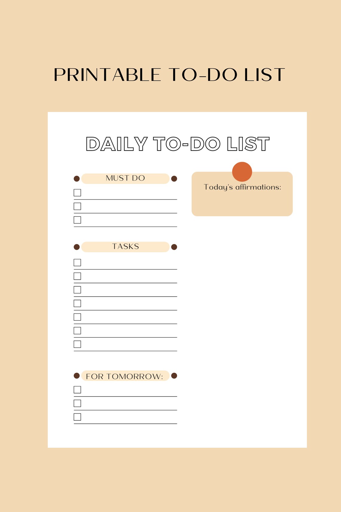 Printable Daily to Do List | Minimalist Boho Daily To-do PDF Planner ...