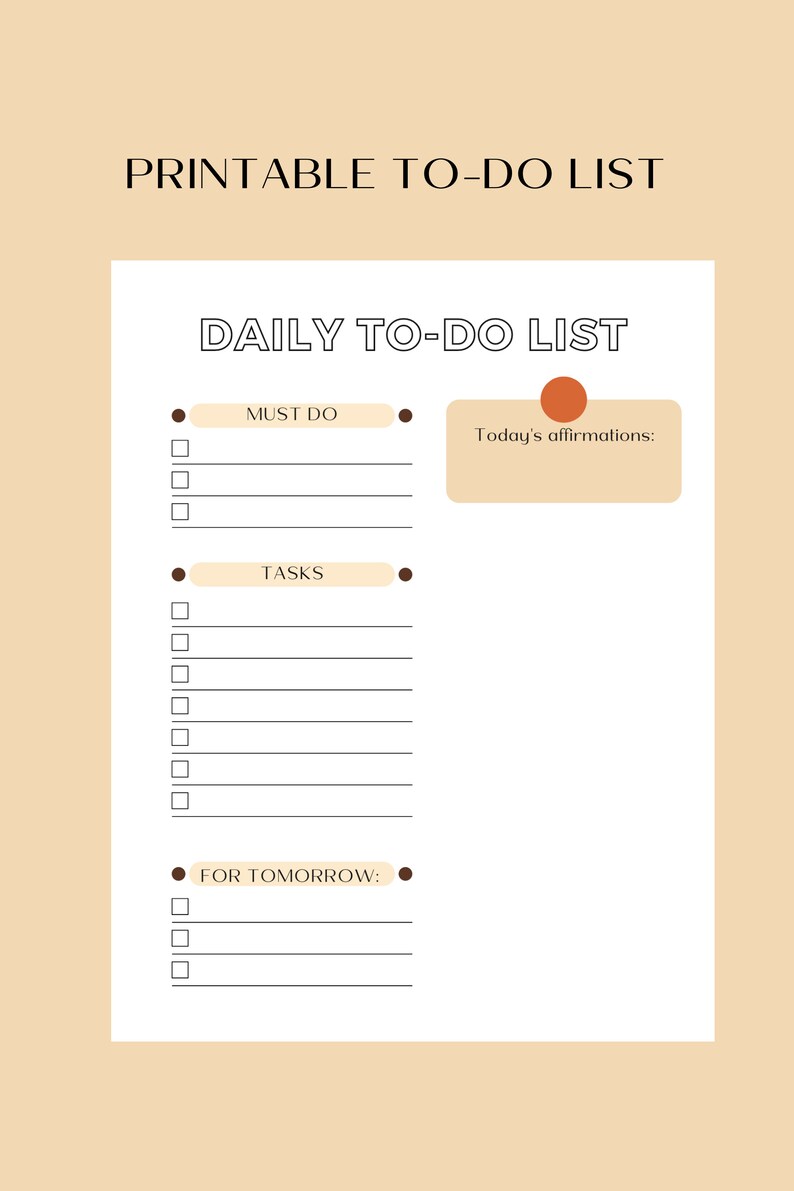 Printable Daily to Do List | Minimalist Boho Daily To-do PDF Planner ...