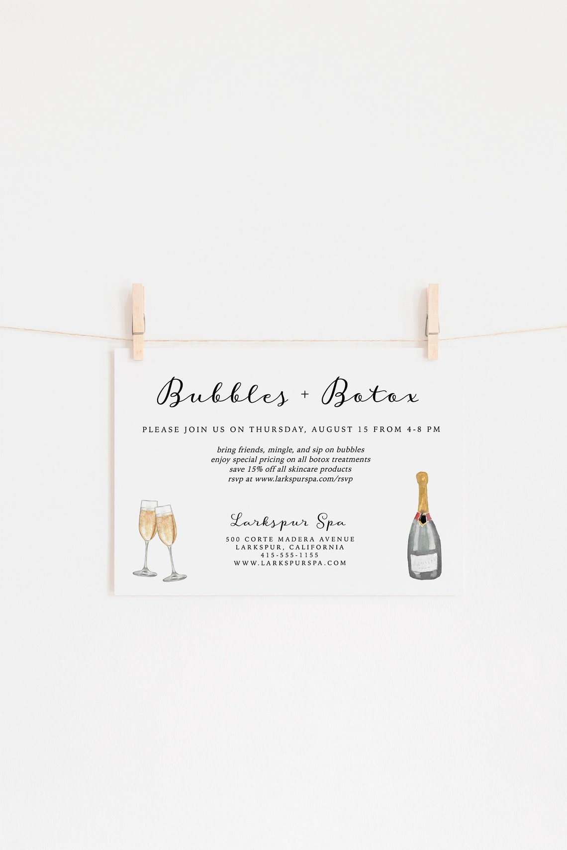 Bubbles and Botox Invitation Template Botox and Bubbly - Etsy
