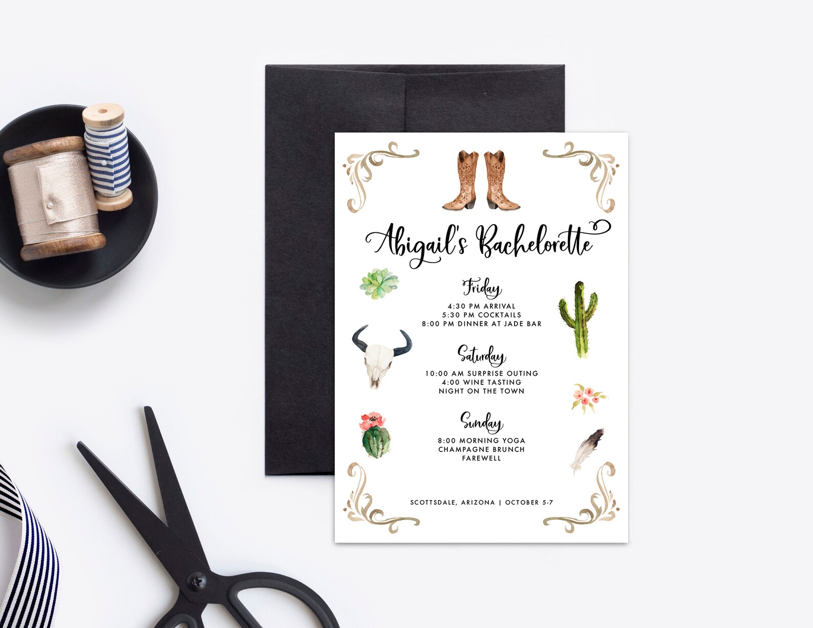 Western Bachelorette Itinerary Template Cowboy Boots Texas - Etsy