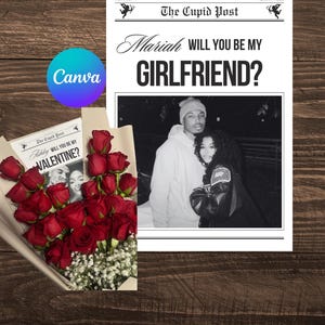 Girlfriend Newspaper Proposal Editable Canva Template - Etsy