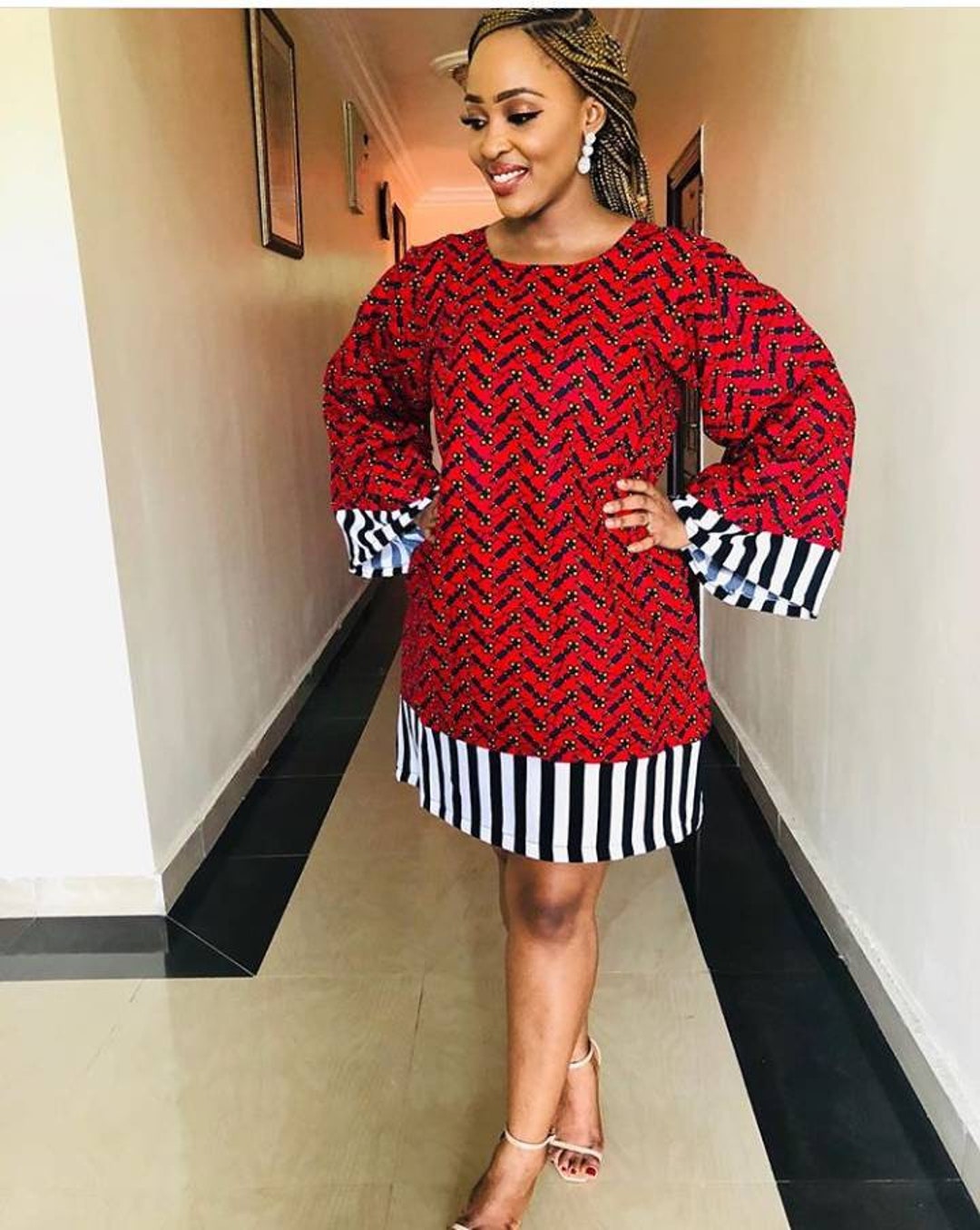 Tina African Shift Dress,african Midi Dress,short African Dress,ankara ...