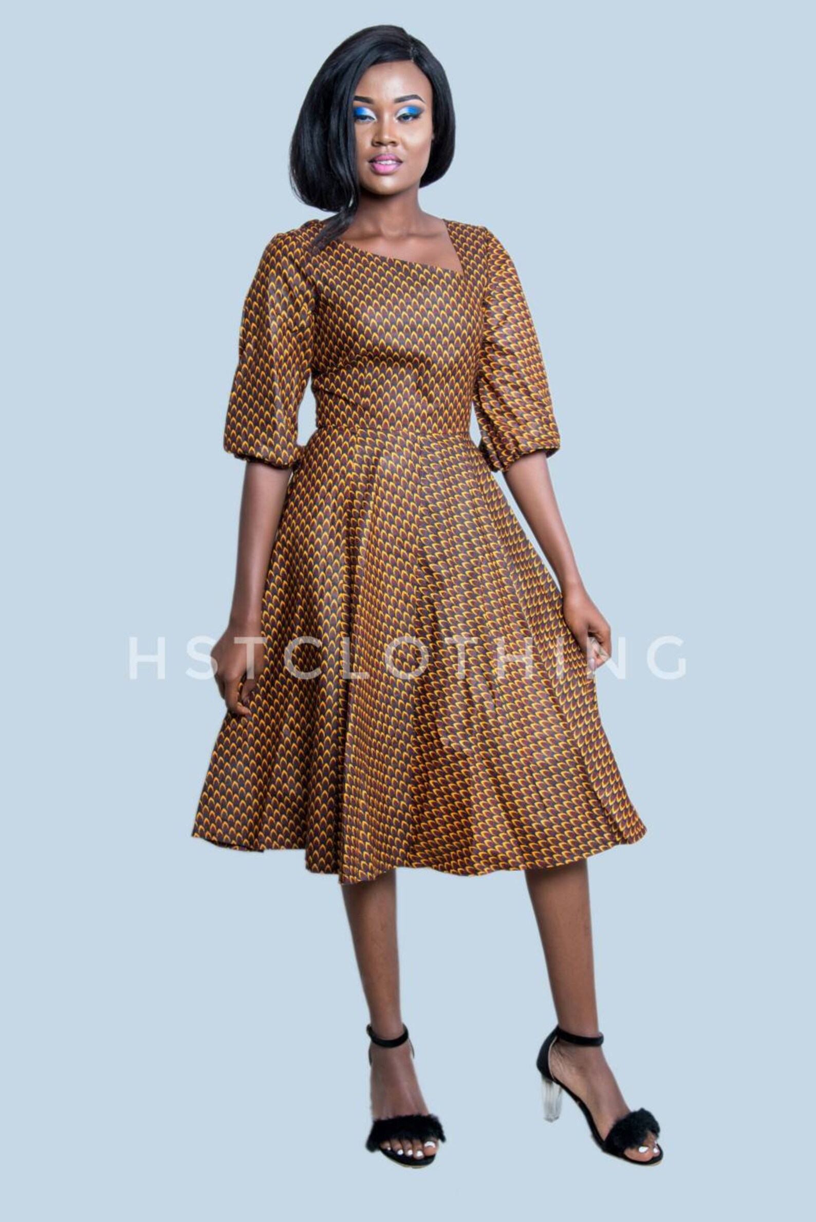 Nimi Ankara Skater Dress African Midi Dress Ankara Midi Dress