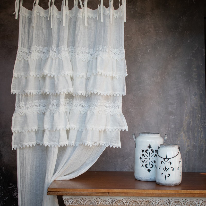 White Ruffle Curtain - Etsy