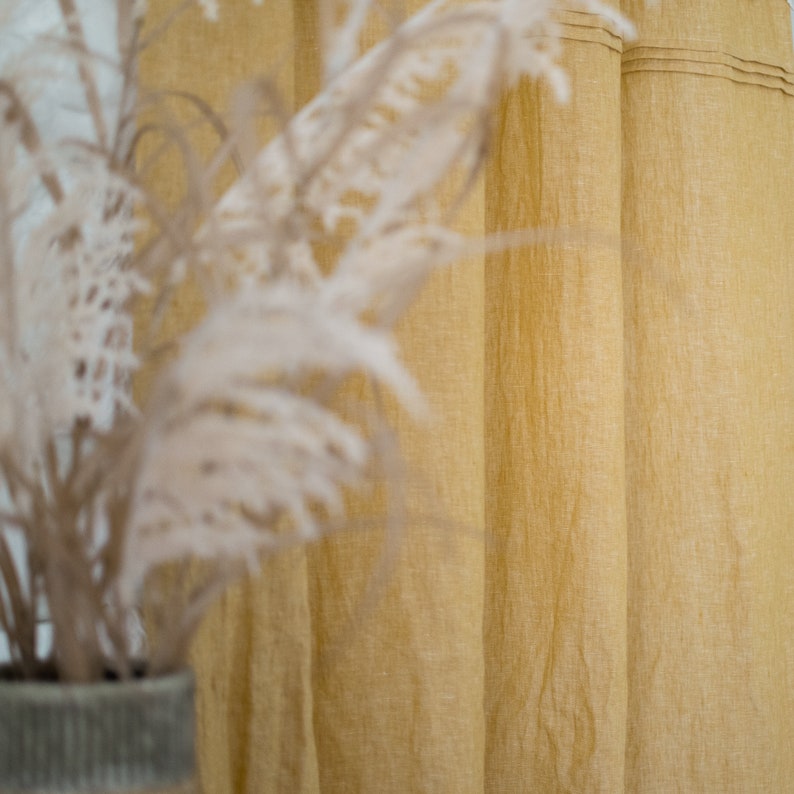 Yellow Ochre Linen Curtain, Mustard Linen Drape, Boho Linen Curtain - Etsy