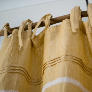 Yellow Ochre Linen Curtain, Mustard Linen Drape, Boho Linen Curtain - Etsy