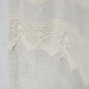 Natural Linen Curtain Panel, Stonewashed Linen Curtain With Lace - Etsy