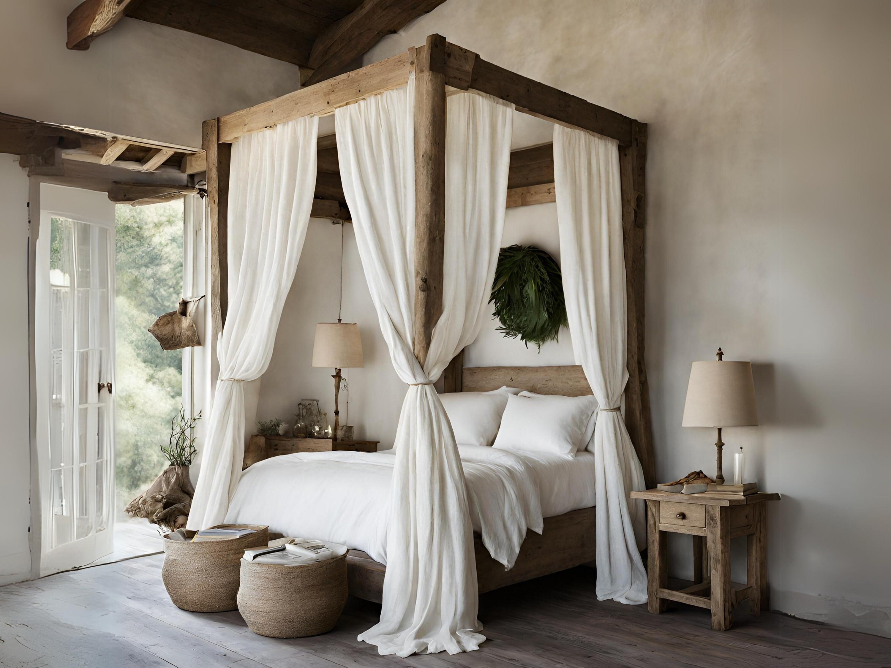 Canopy Bed Curtains | Bed Drape | Bed Tent | Perfect White Linen Drapes ...