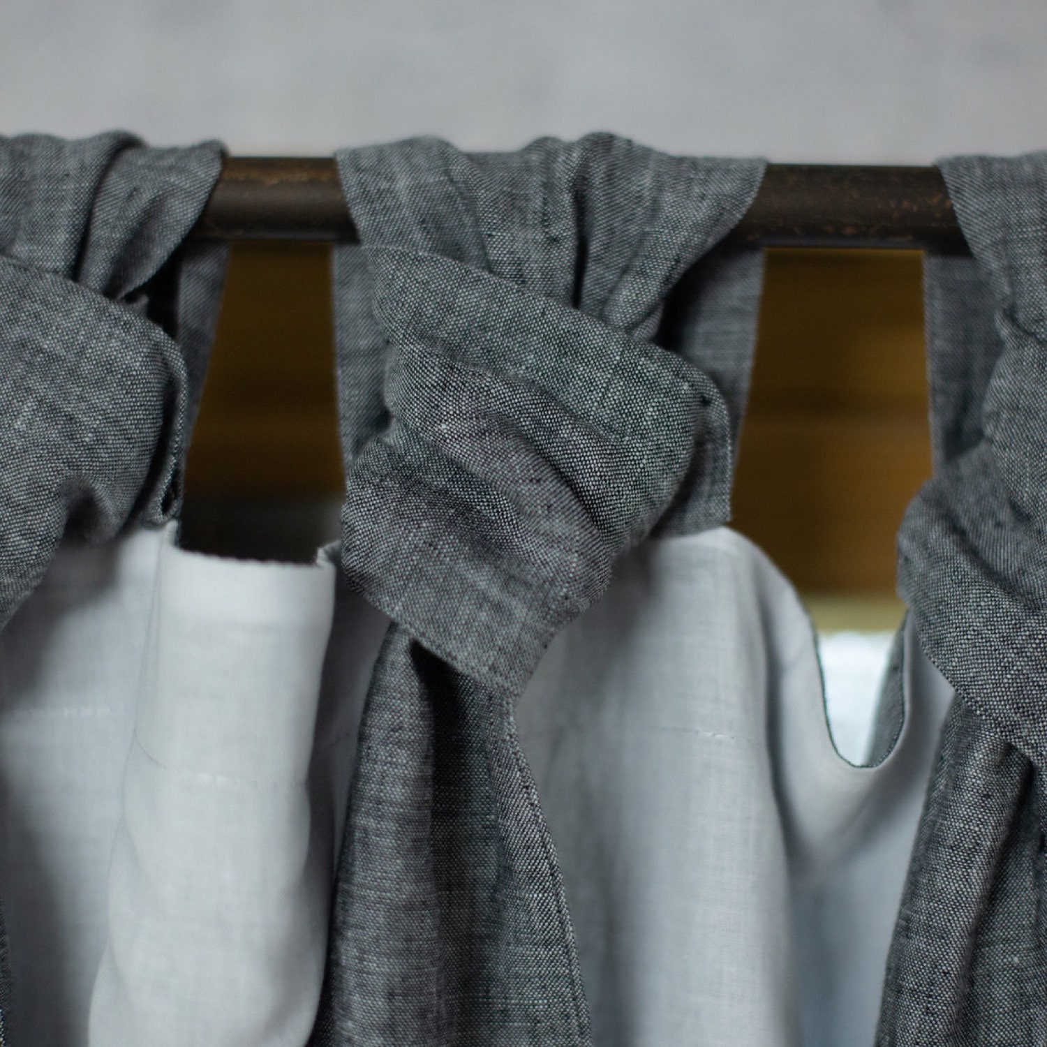 Shabby Chic Grey Linen Curtain | Etsy