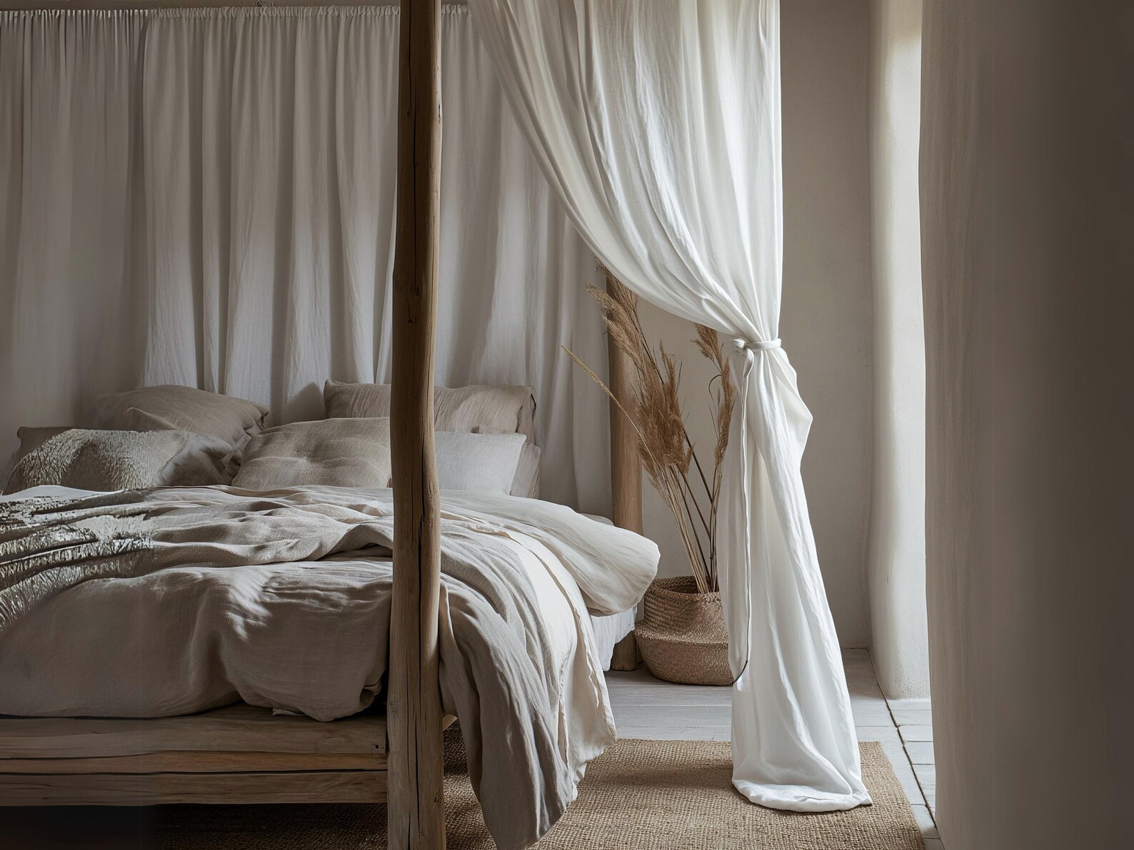 Canopy Bed Curtains | Bed Drape | Bed Tent | Perfect White Linen Drapes ...