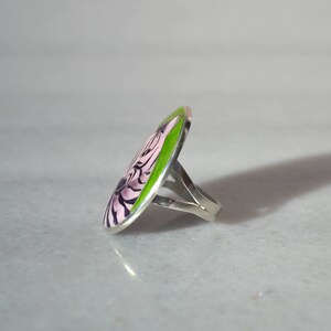 Zebra Ring, Statement Ring, Cloisonné Ring, Enamel Ring, Silver Ring ...