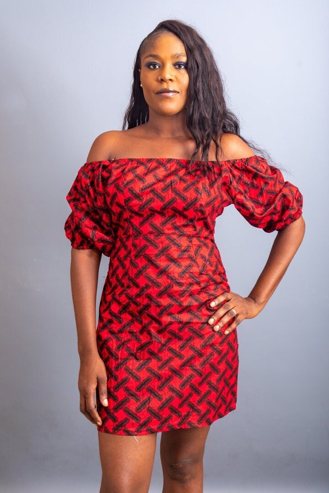 Short Red Bodycon Dress in Wax With Bare Shoulders - Etsy