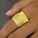 Gold Statement Ring , Large Rectangle Band, Geometric Square Cocktail ...