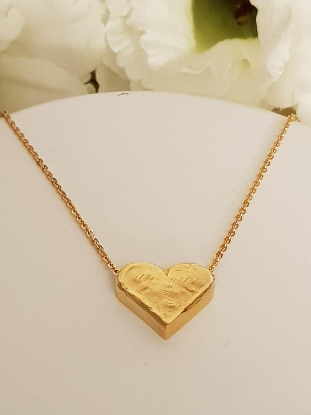 Heart Necklace, Chunky Gold Heart Necklace, Tiny Heart Necklace ...