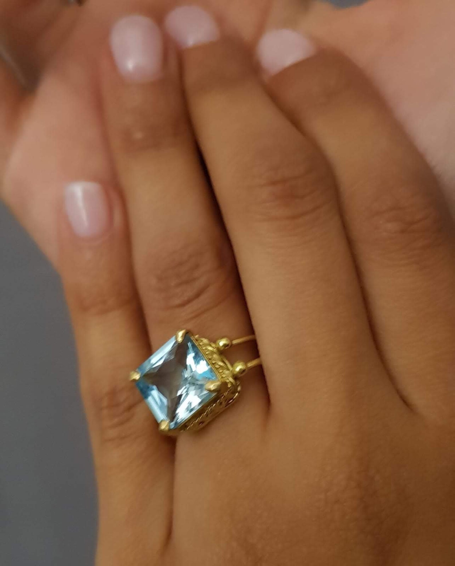 Unique Blue Topaz Ring for Women Square London Blue Topaz - Etsy