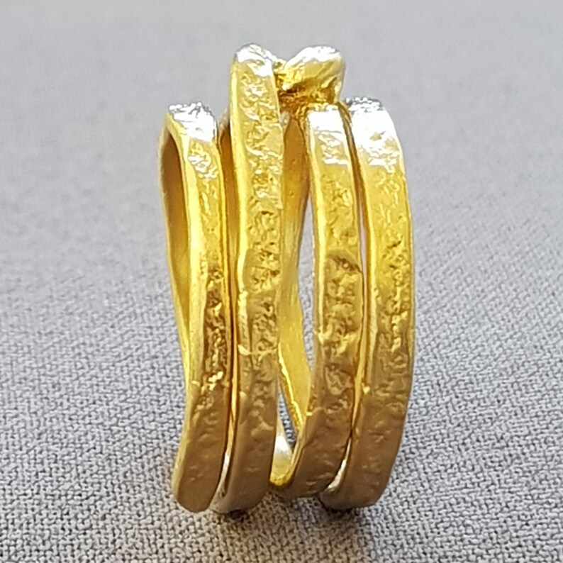 18k Gold Rings for Women Unique Hammered Wedding Band Thumb - Etsy