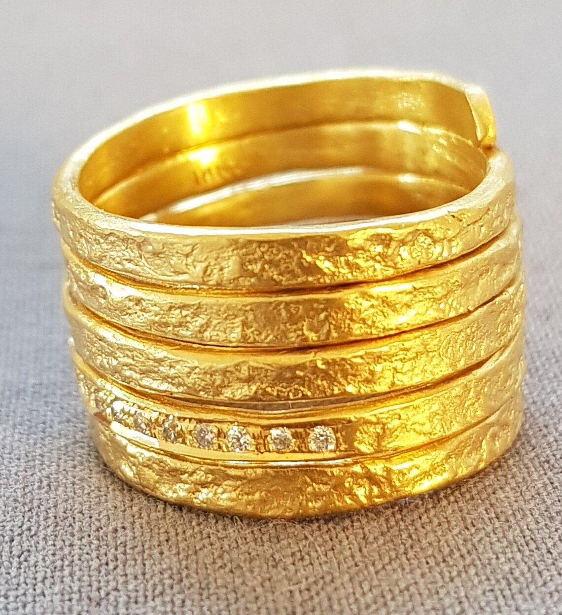 Hammered Spiral Ring | Gold Wrap Ring | Wedding Band | Diamond Wedding ...