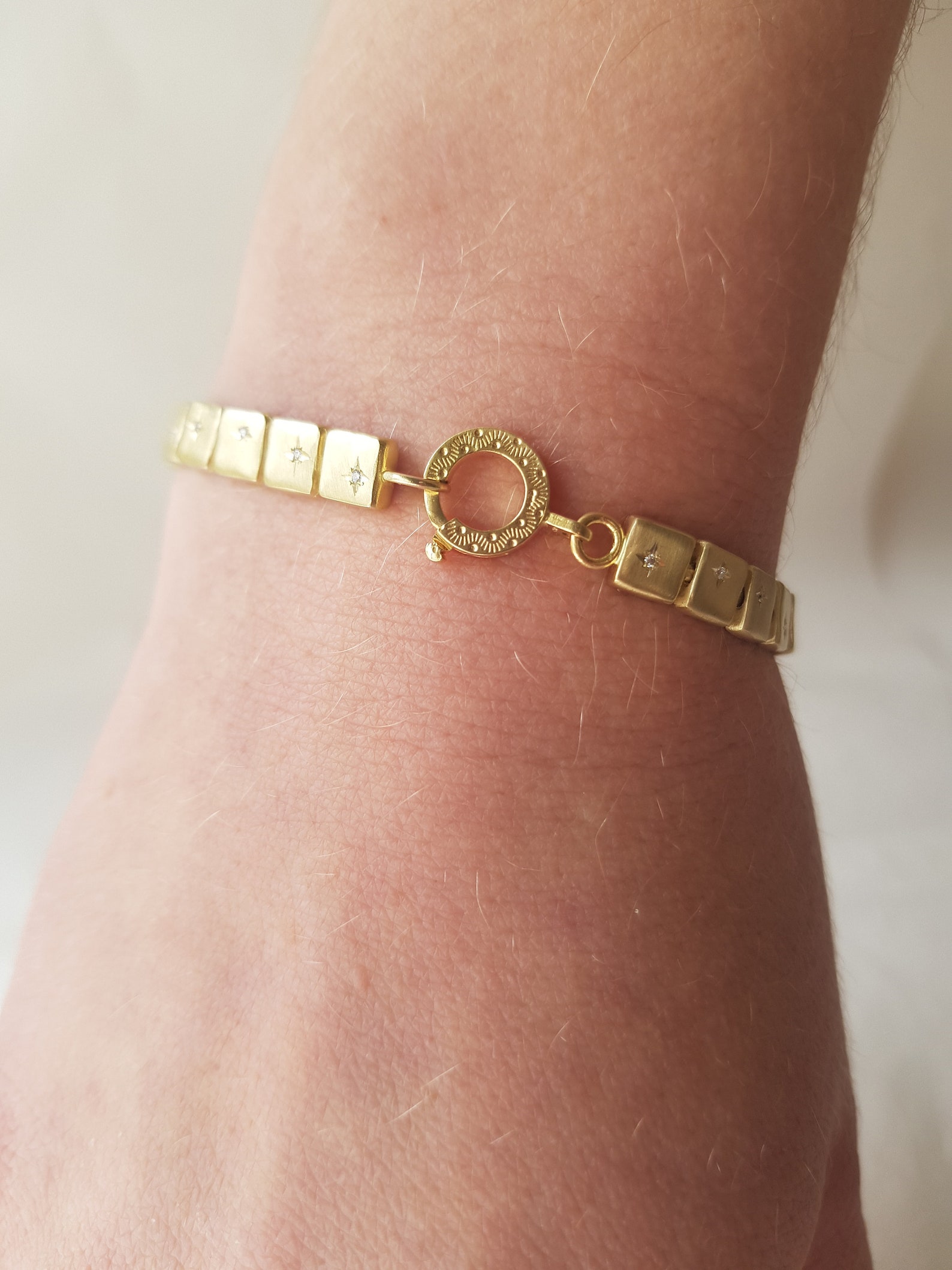 Gold Diamond Bracelet 18K Solid Gold Handmade Diamond - Etsy