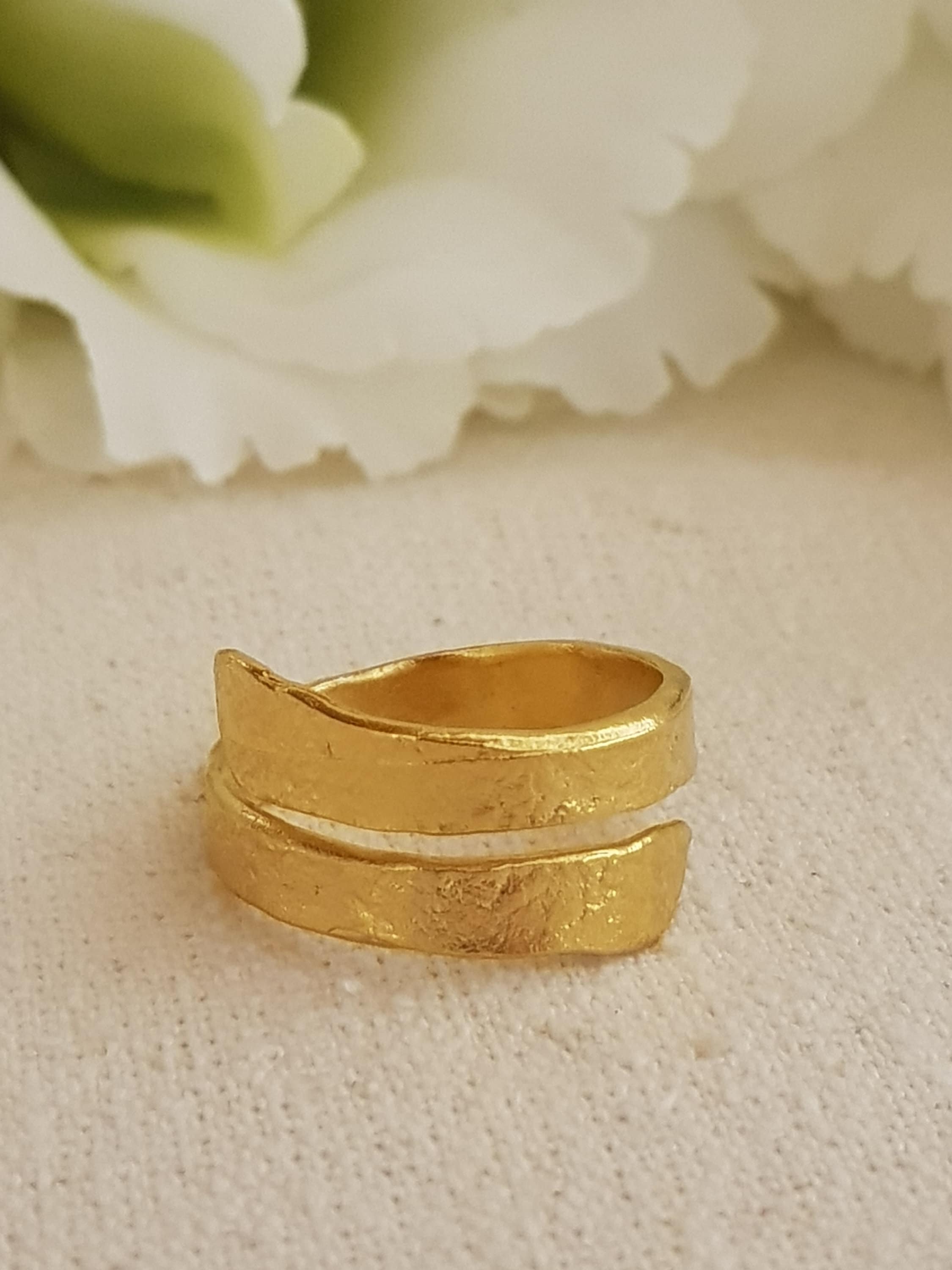 18K Gold Wrap Ring, Bypass Ring, Gold Thumb Ring for Women, Gold Coil ...