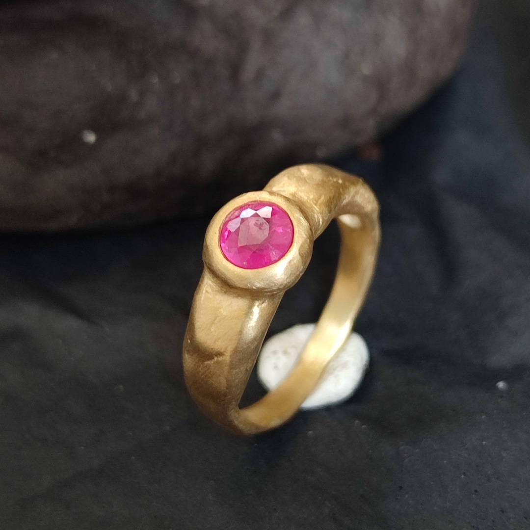 Red Ruby 18k Gold Engagement Ring, Custom Ruby Promise Ring, Women's ...
