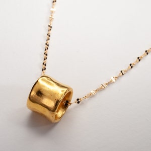 Raw 14k Solid Gold Tube Pendant, Handmade Gold Jewelry, Hammered ...