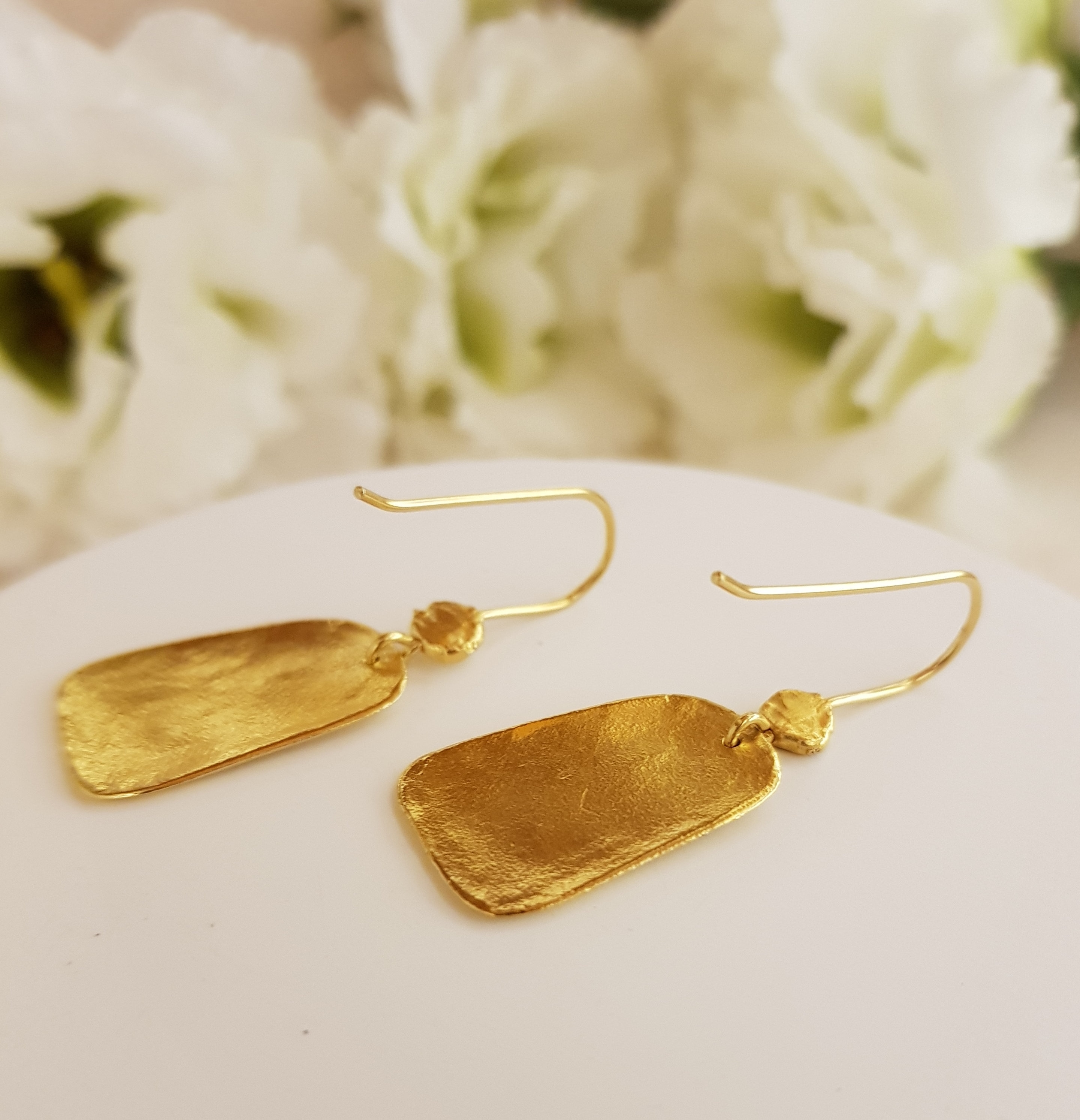 Gold Hammered Rectangle Earrings for Women Wedding Jewelry - Etsy