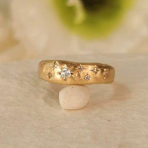 Hammered Gold Diamond Wedding Ring, Handmade Gold Ring, Textured 18k ...